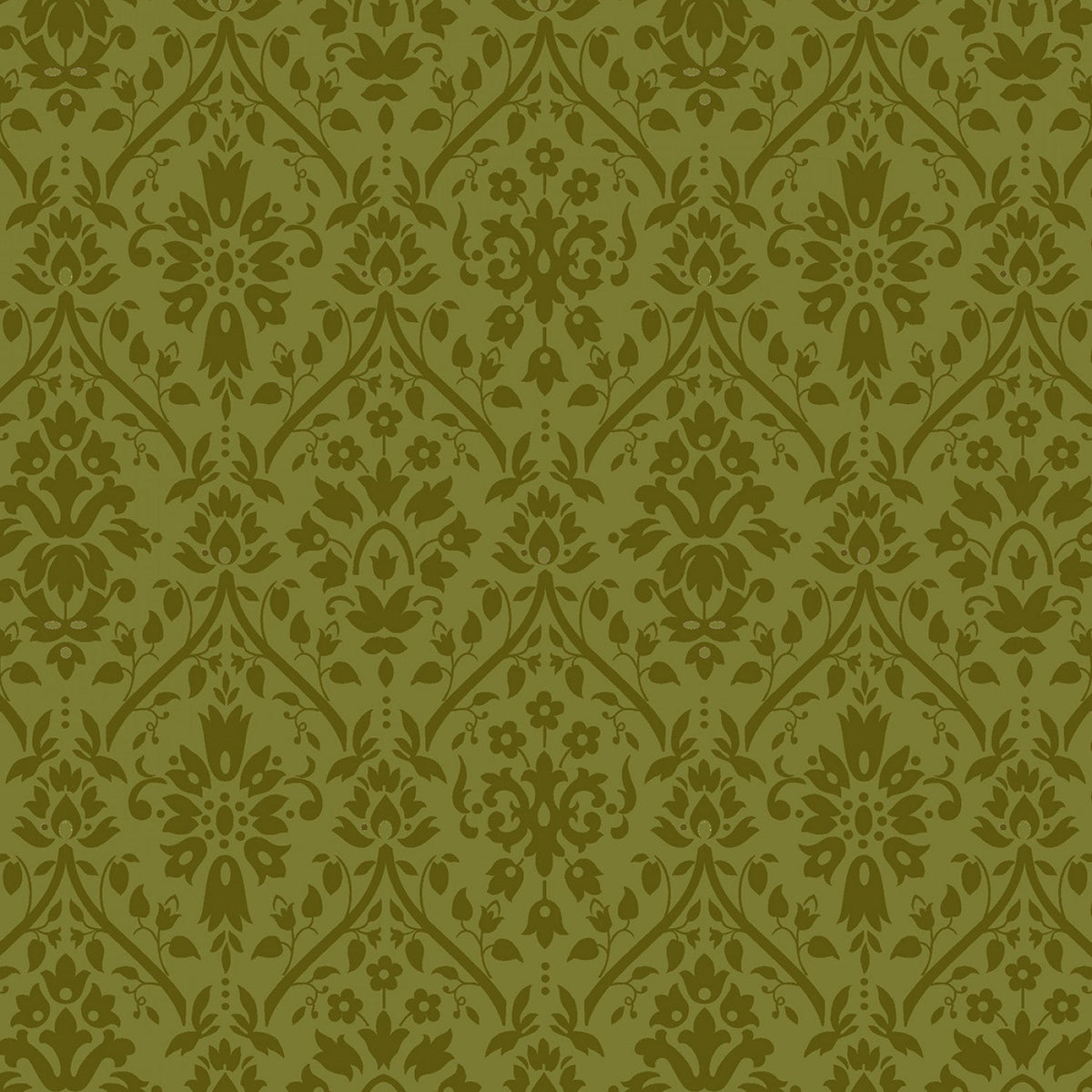36" x 44/45" All or None Golden Era Green Damask # R220640-GREEN Sku ...