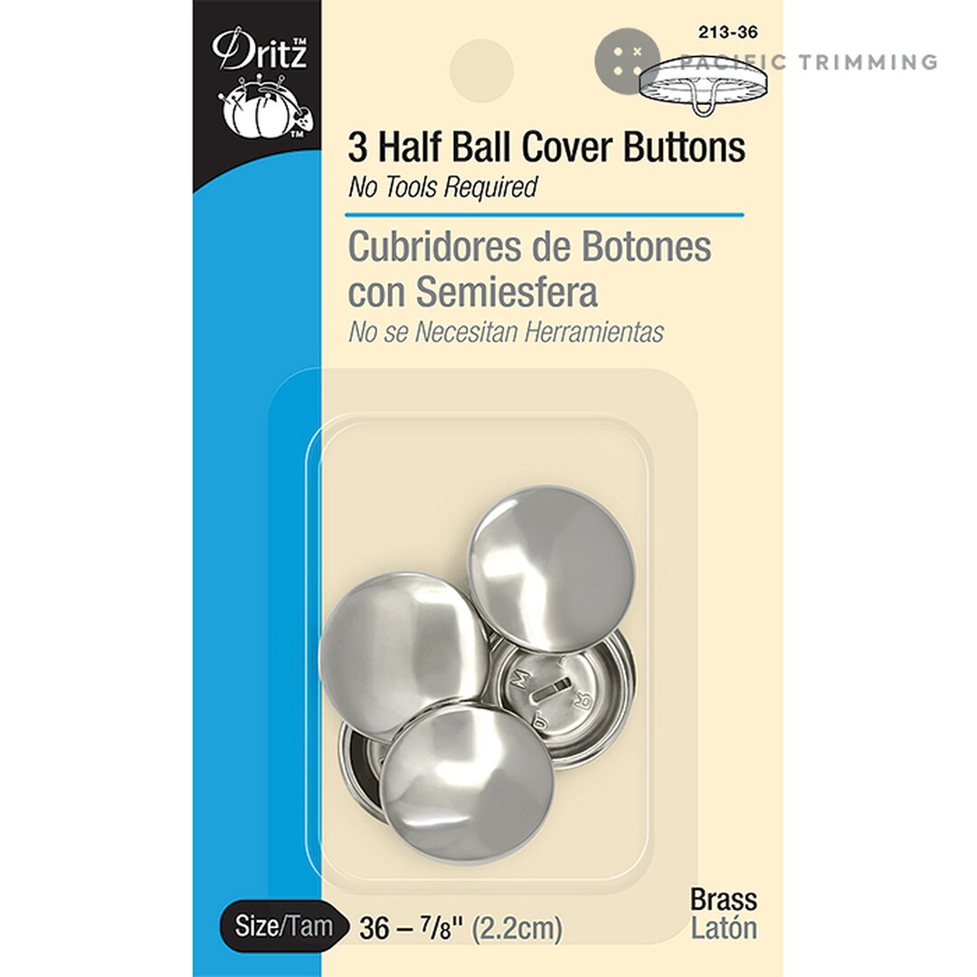 Brass Dritz Half Ball Cover Buttons 231-36 Sku 606 – CraftTownFabrics